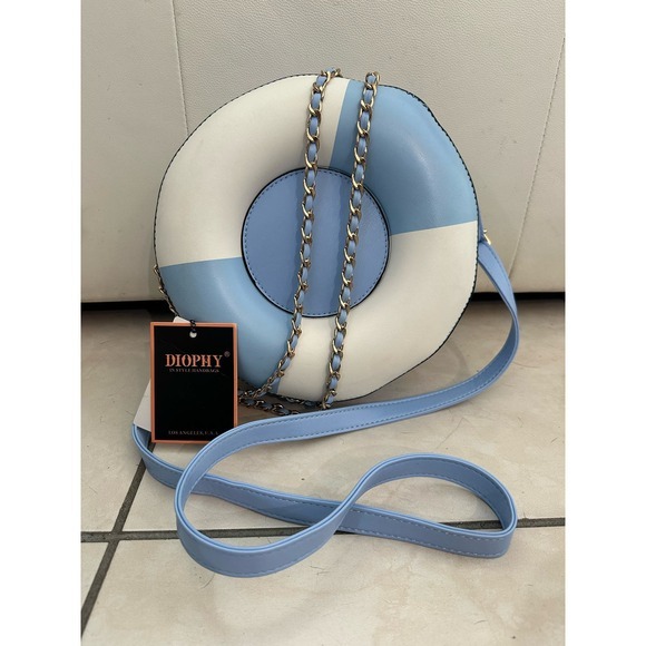 Diophy | Bags | Diophy Womans Purse Live Saver Nwt Blue And White Gold ...